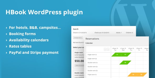 HBook - Sistema de reserva de hotel - Pluginthemebr - Wordpress plugins e temas