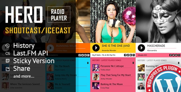Hero - Shoutcast e Icecast Radio Player com história - Plugin WordPress - Pluginthemebr ...