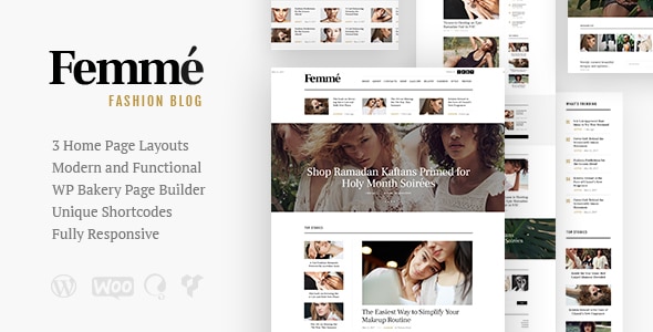 Femme - Uma revista on-line e um blog de moda WordPress Tema + RTL ...