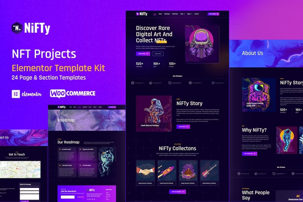 Nifty - Projeto NFT e Portfólio WordPress Elementor Template Kit ...