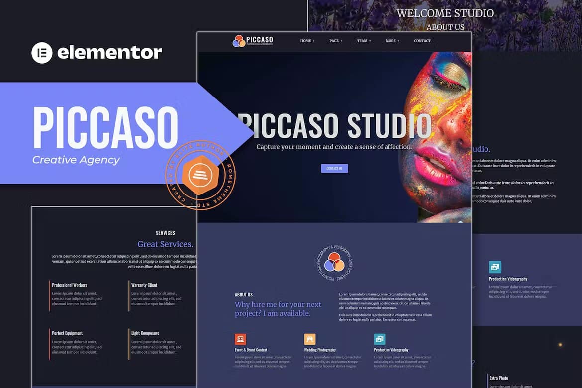 Piccaso - Template Kit de fotografia Elementor - Pluginthemebr - Wordpress plugins e temas