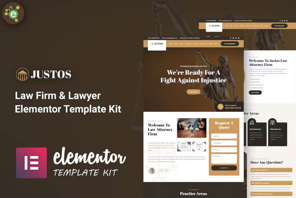 Justos - Template Kit Elementor para escritório de advocacia e advogado - Pluginthemebr ...