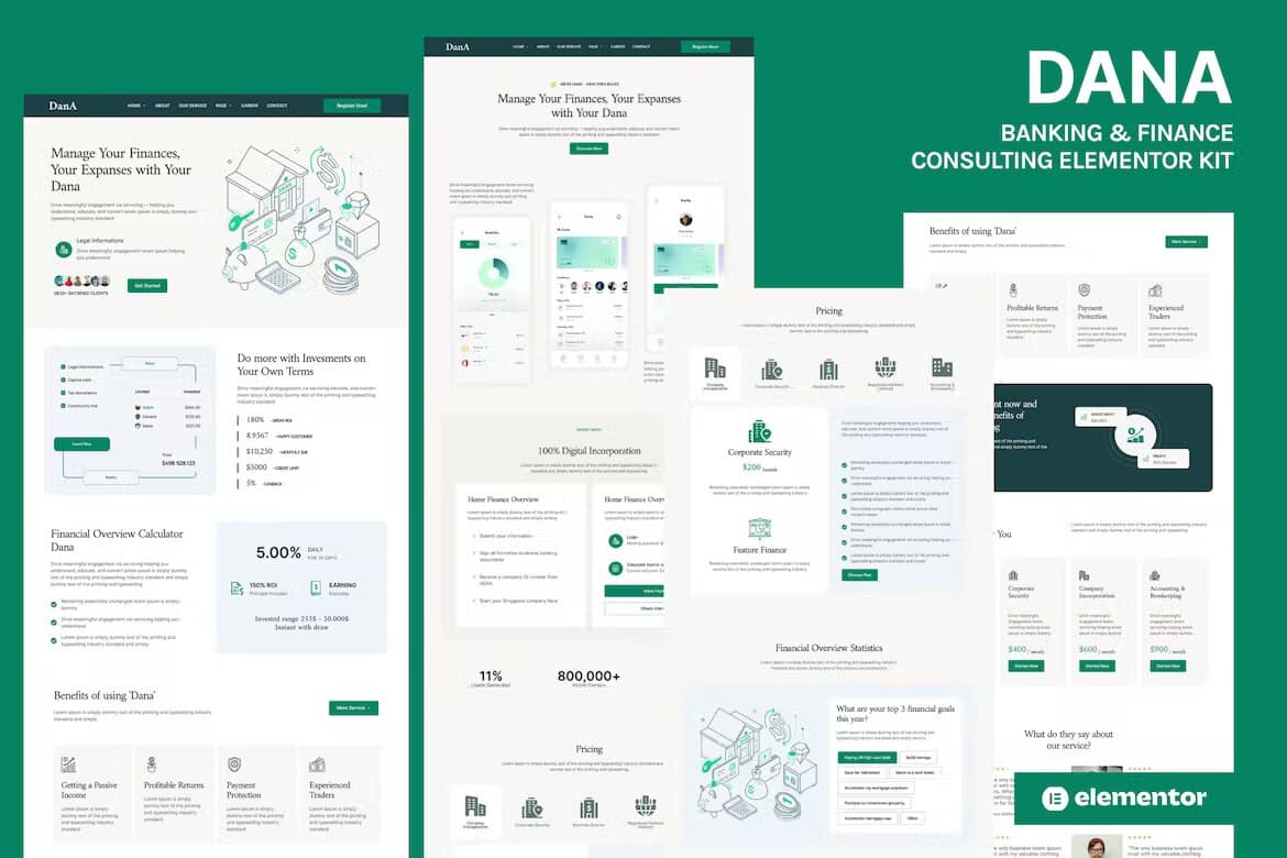 Dana - Template Kit Elementor para consultoria bancária e financeira ...