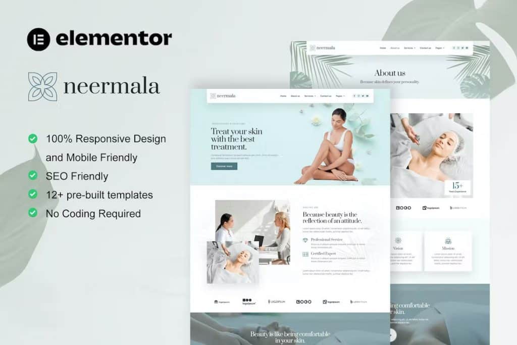 Neermala - Kit de Template Elementor para Clínica de Beleza e ...