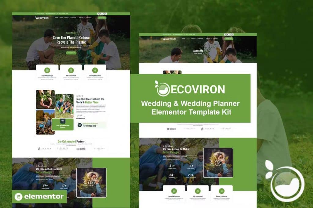 Ecoviron - Ecologia e Meio Ambiente Charity Elementor Pro Template Kit - Pluginthemebr ...