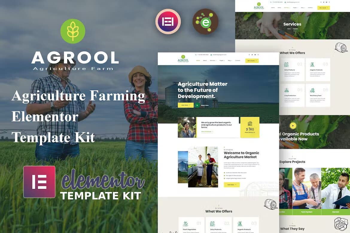 Agrool - Template Kit de elementos de agricultura agrícola ...