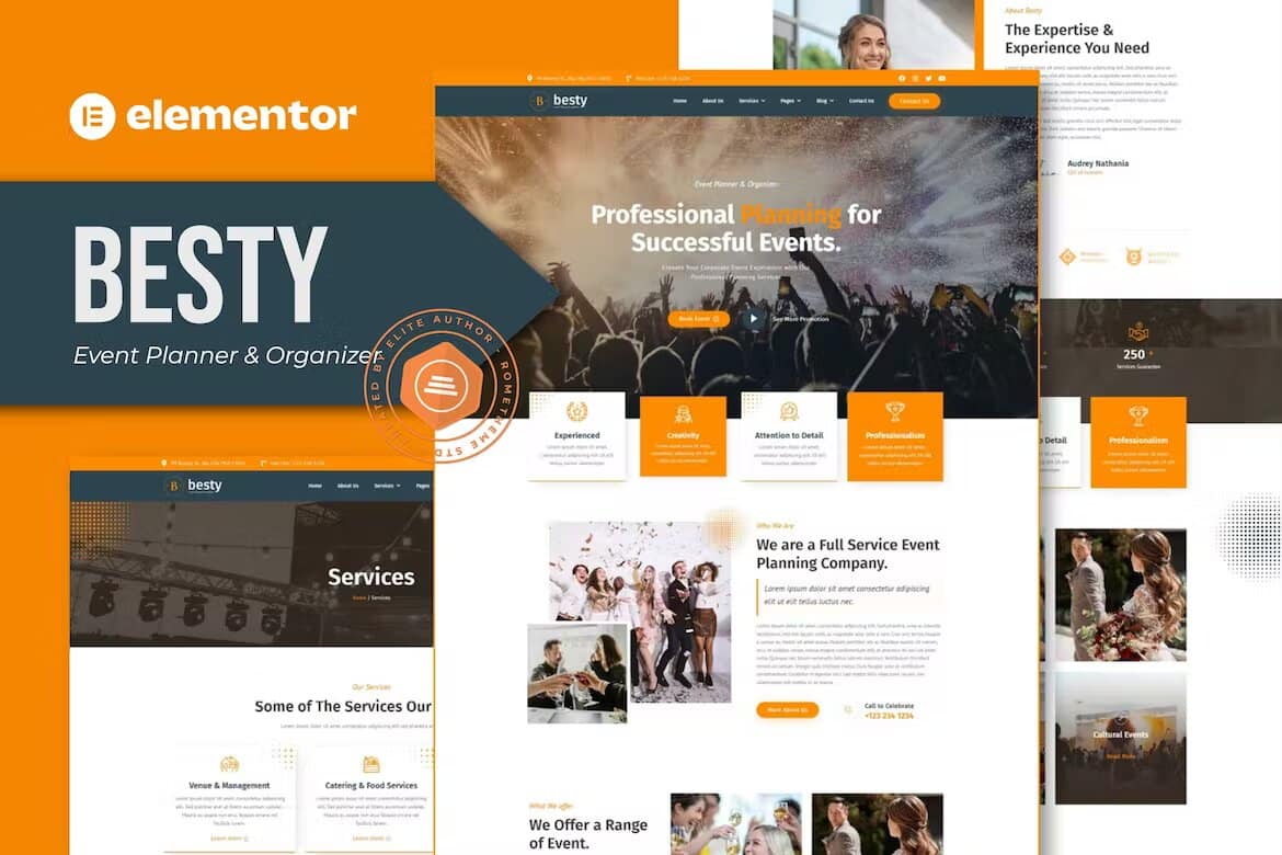 Besty - Template Kit Elementor para planejador e organizador de eventos - Pluginthemebr ...