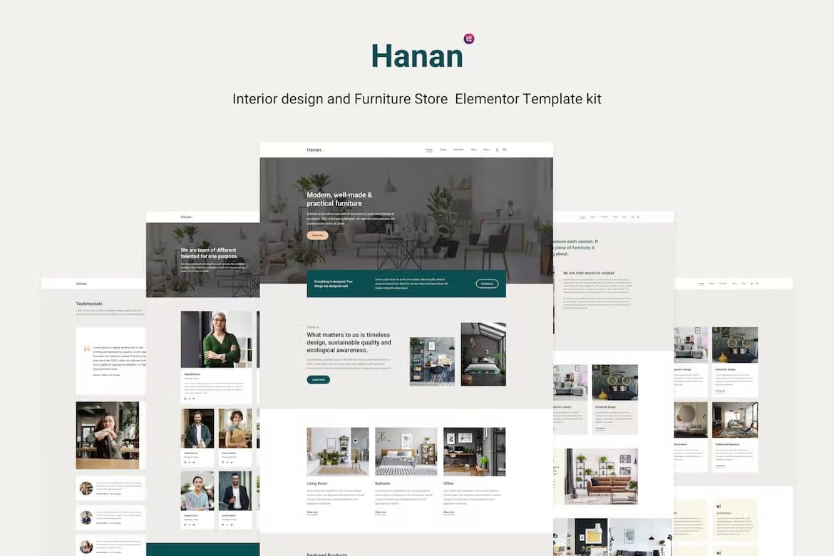 Hanan - Design de Interiores e Loja de Móveis Elementor Kit Modelo ...