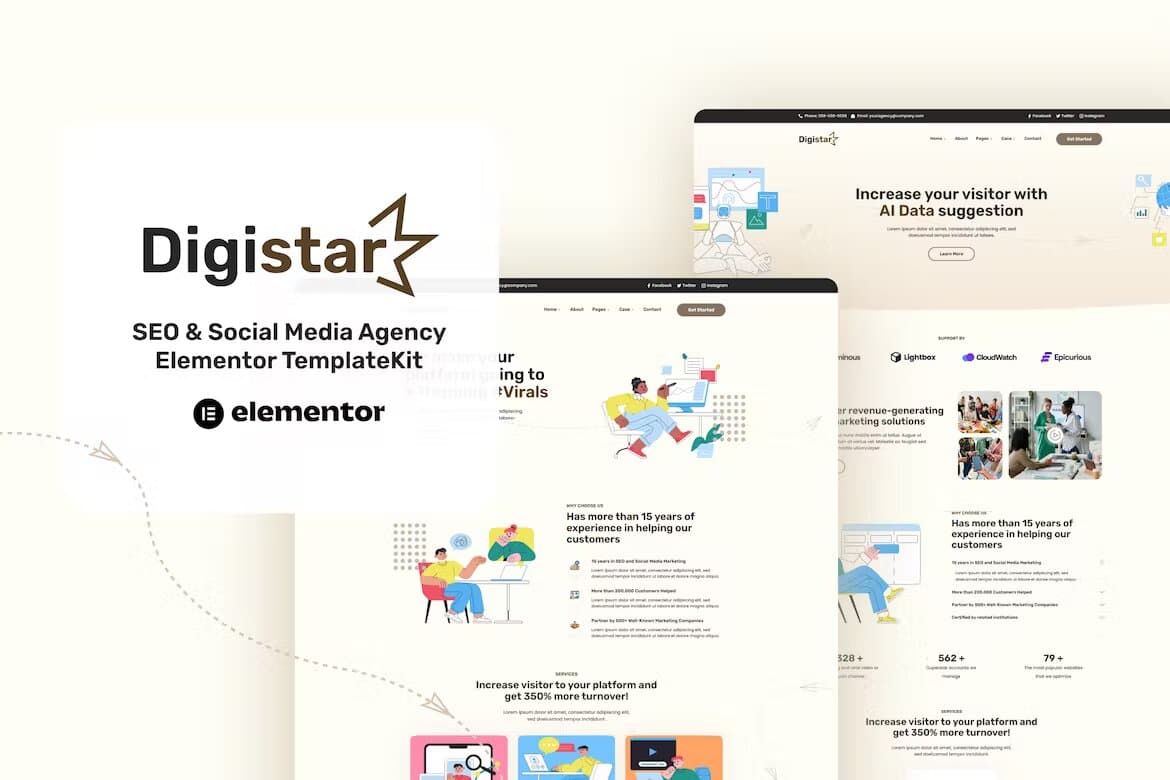 Digistar - Kit de modelos Elementor para agência de SEO e mídia social ...