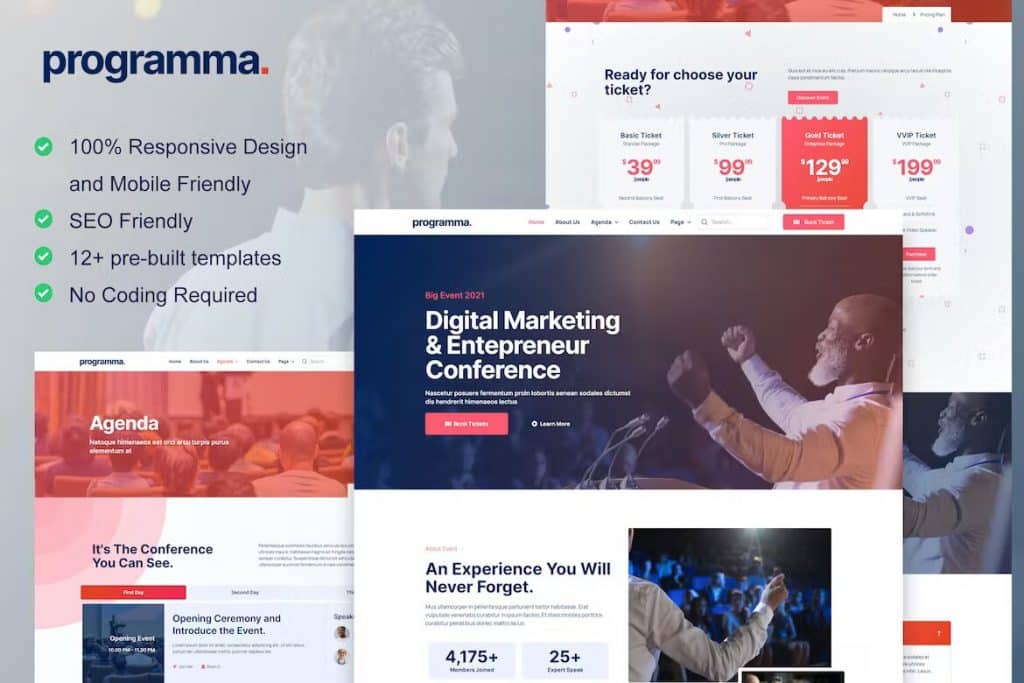 Programa - Template Kit Elementor para eventos e conferências - Pluginthemebr - Wordpress ...