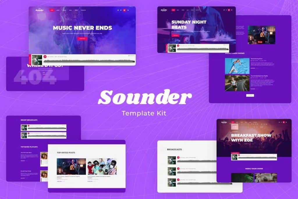Sounder | Template Kit Elementor para rádio na Internet e streaming - Pluginthemebr - Wordpress ...