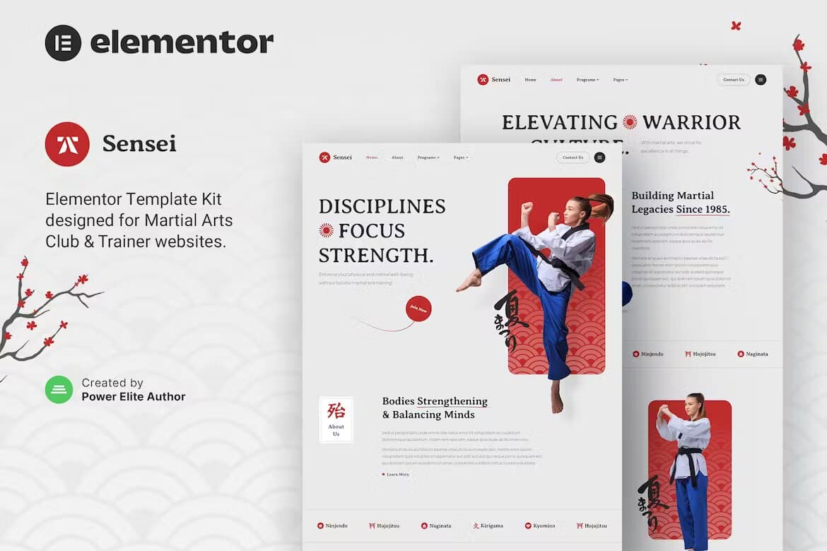 Sensei – Martial Arts Club & Trainer Elementor Template Kit ...