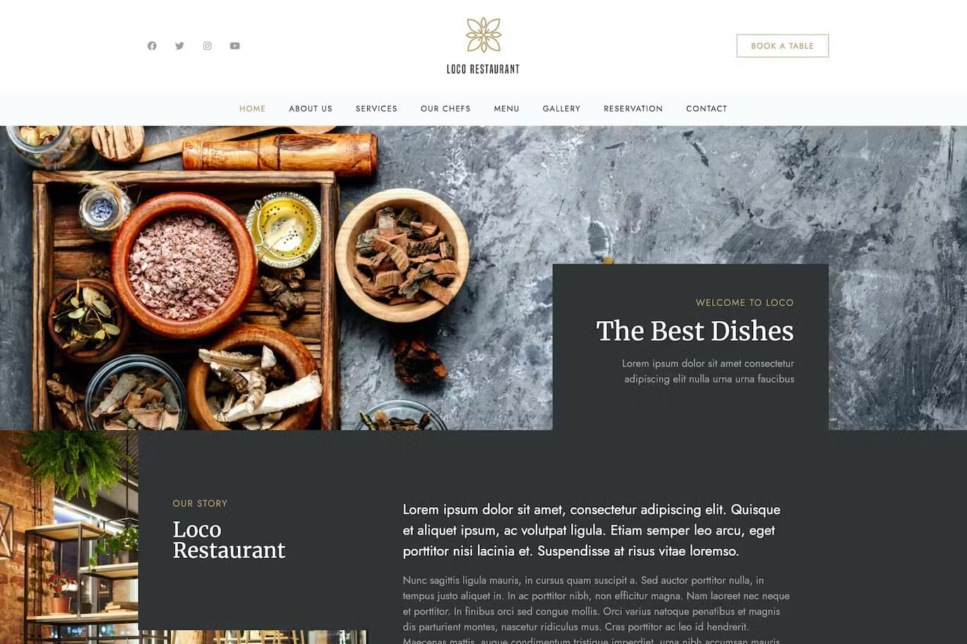 Loco Restaurant - Kit Modelo - Pluginthemebr - Wordpress plugins e temas