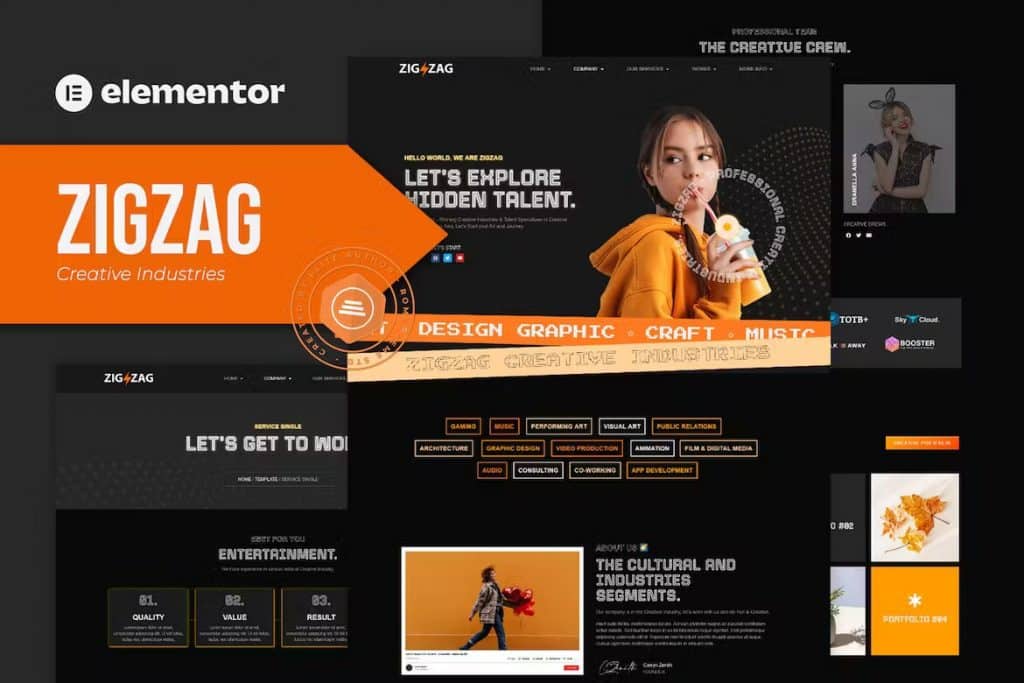 Zigzag - Template Kit Elementor da Creative Industries - Pluginthemebr - Wordpress plugins e temas
