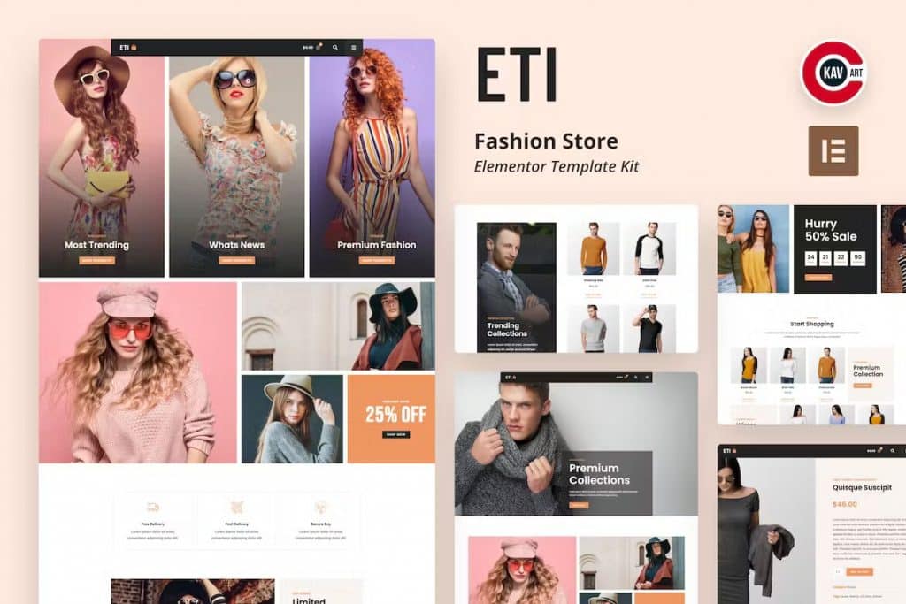 ETI - Template Kit Elementor para loja de moda - Pluginthemebr - Wordpress plugins e temas