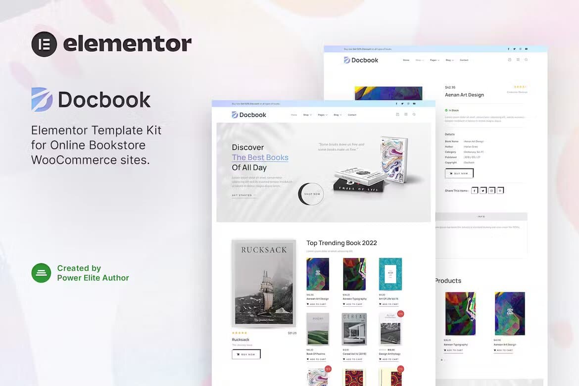 Docbook - Template Kit WooCommerce Elementor para livraria online - Pluginthemebr - Wordpress ...