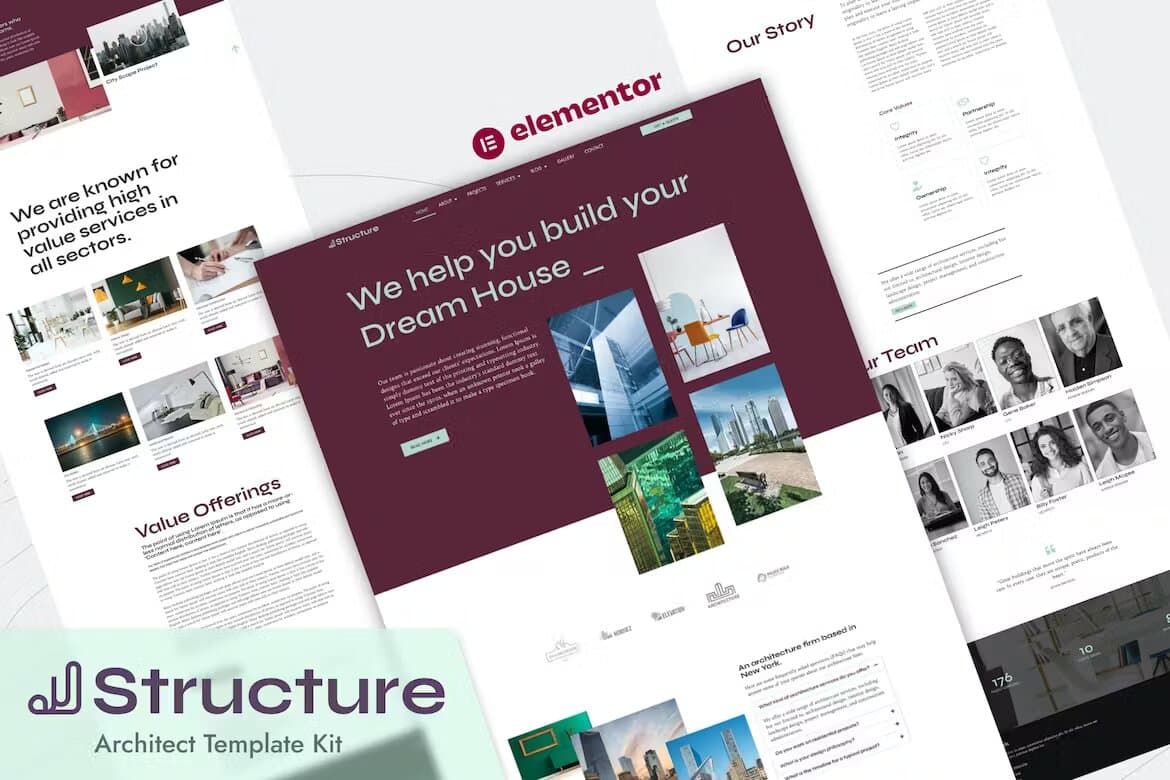 Estrutura - Template Kit do Architect Elementor Pro - Pluginthemebr - Wordpress plugins e temas