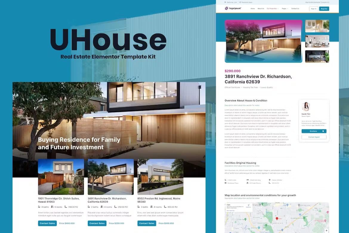 UHouse - Template Kit de elementor imobiliário - Pluginthemebr ...
