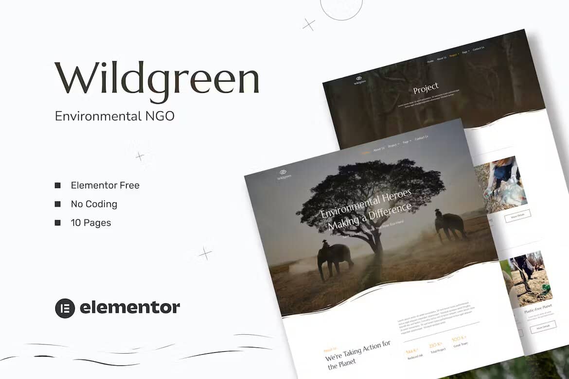 Wildgreen – Environmental NGO Elementor Template Kit – Pluginthemebr – WordPress plugins e temas
