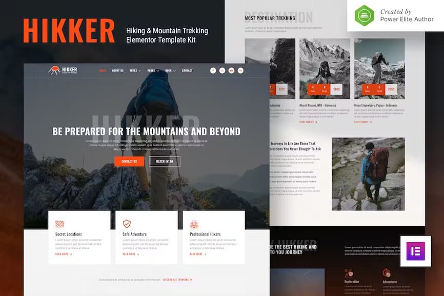 Hikker – Hiking e Mountain Trekking Elementor Template Kit - Pluginthemebr - Wordpress plugins e ...