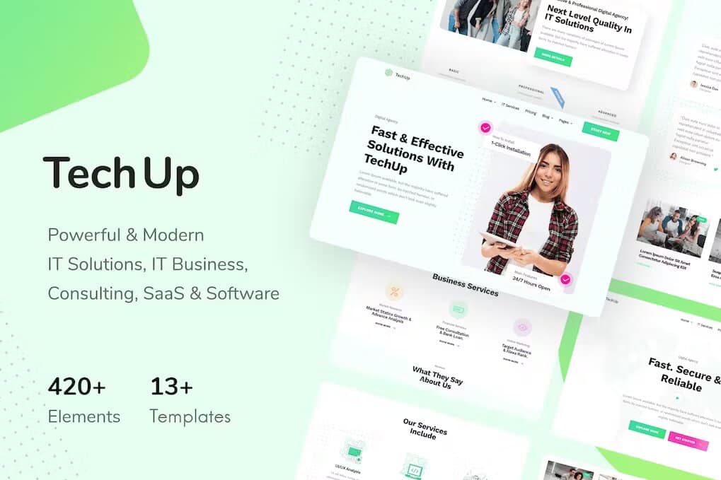 TechUp - Template Kit Elementor de soluções e serviços de TI de ...