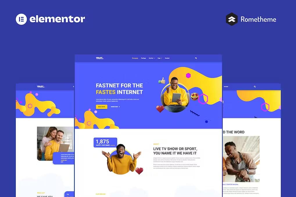 Fastnet - Template Kit de site completo Elementor Pro de banda larga e ...