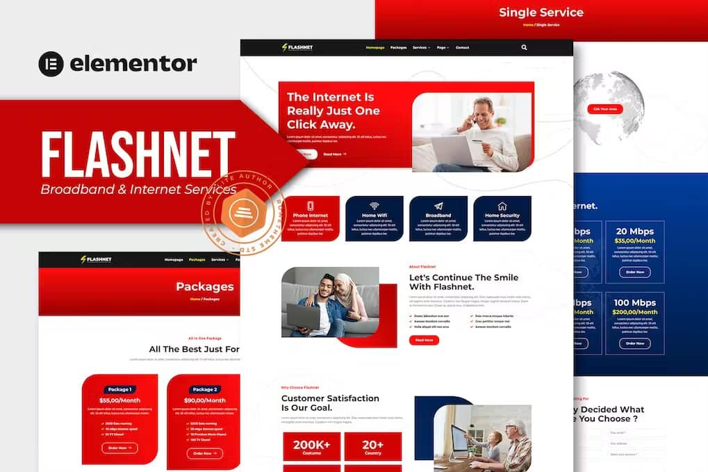 Flashnet - Kit de Modelo Elementor para provedores de Internet de banda ...