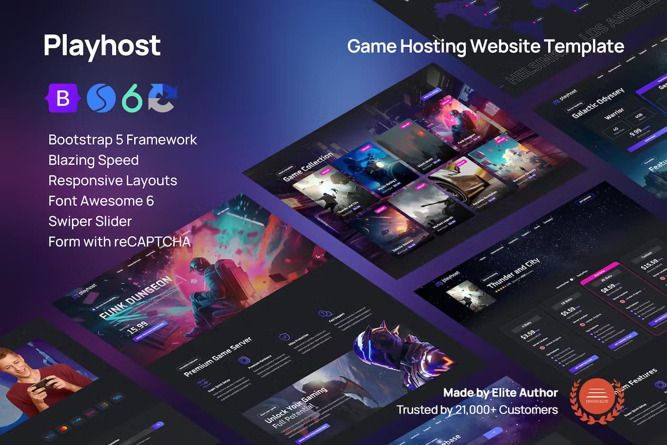 Playhost - Modelo de site de servidor de hospedagem de jogos - Pluginthemebr - Wordpress plugins ...