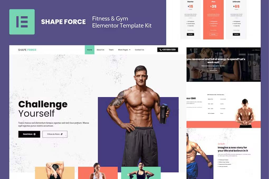 Shape Force - Template Kit Elementor de Fitness e Ginási ...