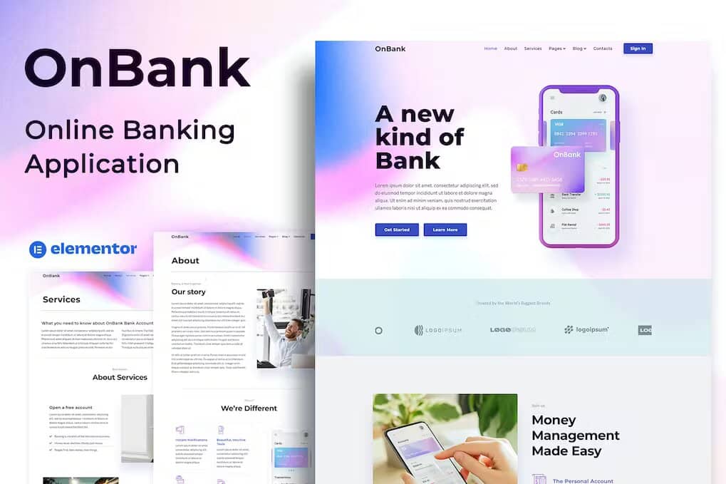 OnBank - Banco on-line e transferências de dinheiro - Kit Elementor ...