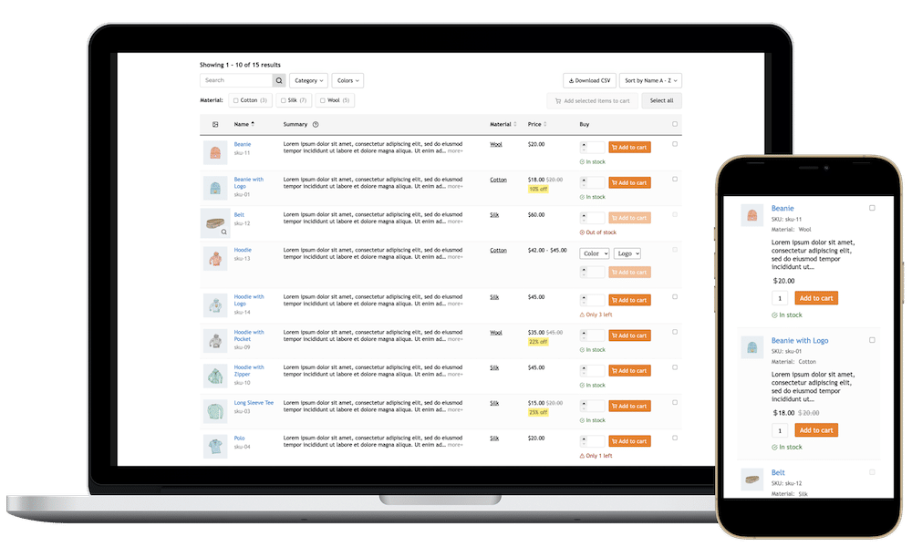 WooCommerce Product Table PRO - Pluginthemebr - Wordpress plugins e temas