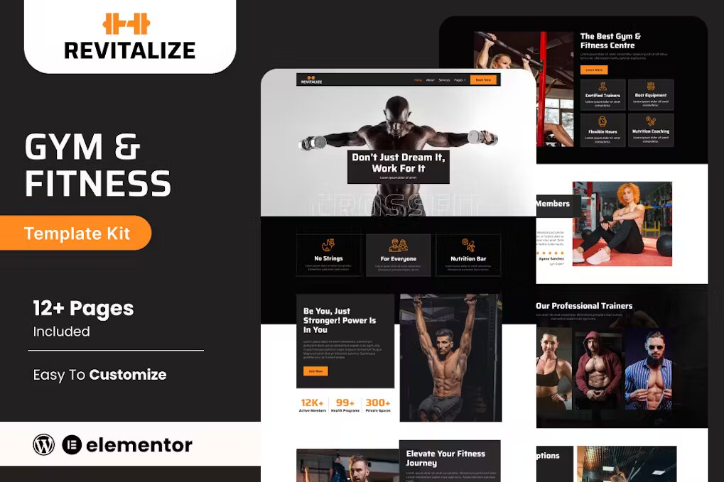 Revitalize - Kit de modelos Fitness Gym Elementor - Pluginthemebr - Wordpress plugins e temas