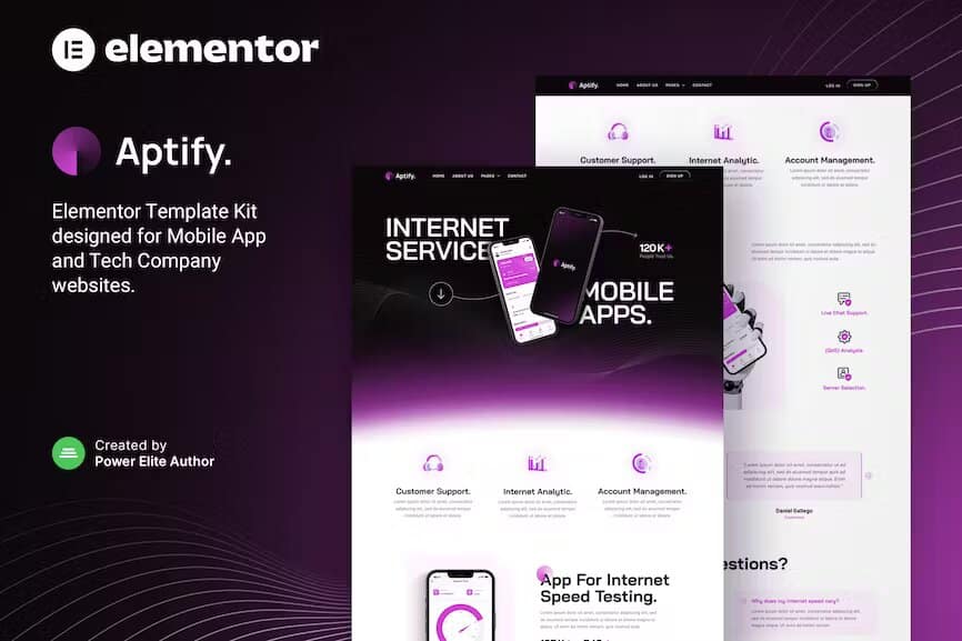 Aptify — Página inicial de aplicativos móveis e kit de modelos Elementor para empresas de ...