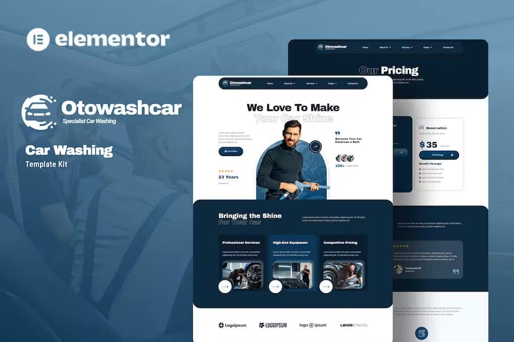 Otowashcar - Kit de modelos Elementor para lavagem de carros - Pluginthemebr - Wordpress plugins ...
