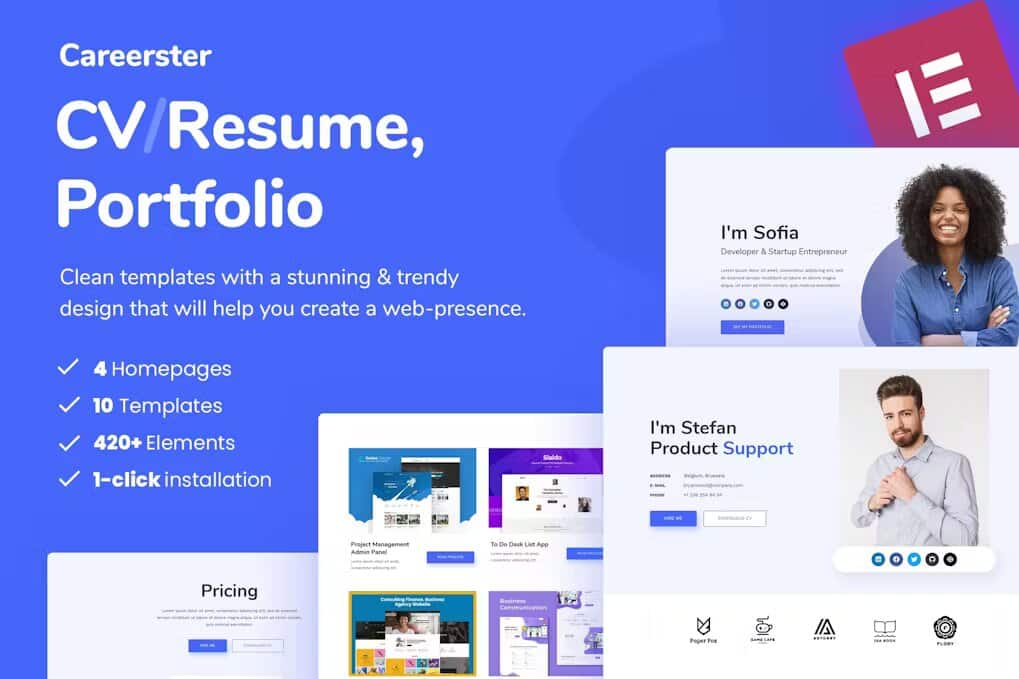 Careerster - Kit de modelo CV/Currículo Elementor - Pluginthemebr - Wordpress plugins e temas