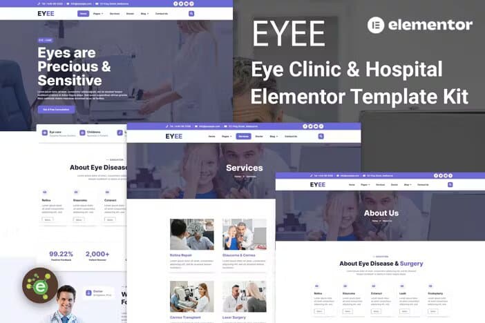 Eyee - Template Kit Elementor para clínica oftalmológica e cuidados com ...