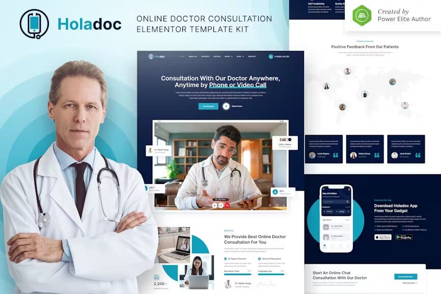 Holadoc — Kit de Template Elementor para Consulta Médica Online - Pluginthemebr - Wordpress ...