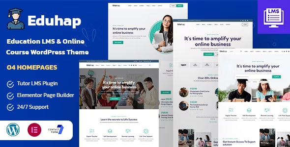 Eduhap - Tema WordPress de LMS educacional - Pluginthemebr - Wordpress plugins e temas