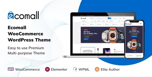 Ecomall - Tema WooCommerce da Elementor Electronics - Pluginthemebr - Wordpress plugins e temas