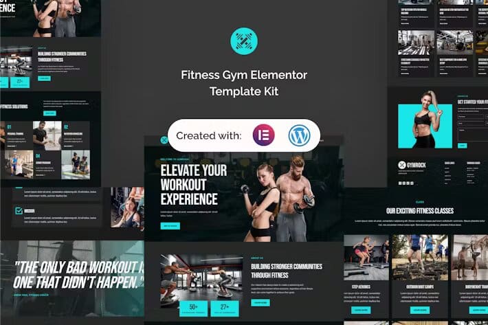 Gymrock - Kit de modelos Fitness Gym Elementor - Pluginthemebr - Wordpress plugins e temas