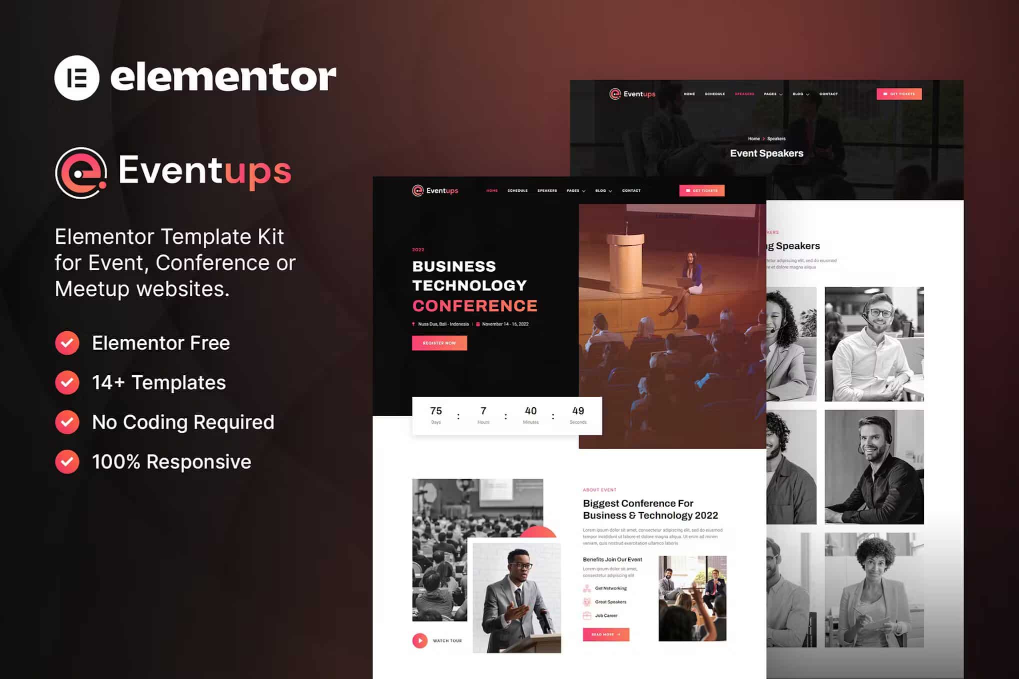 Eventups — Template Kit de elementos para eventos e conferências - Pluginthemebr - Wordpress ...