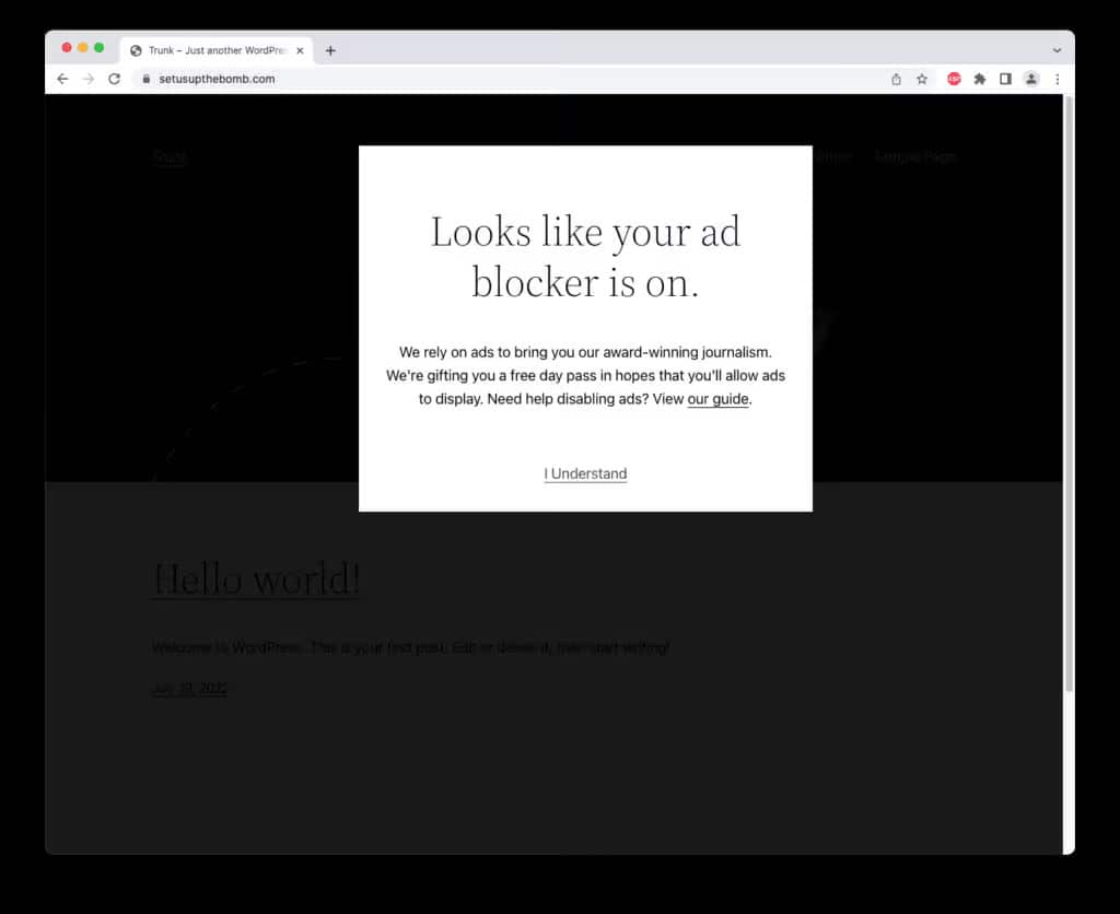 Ad Block Detection - Pluginthemebr - Wordpress plugins e temas
